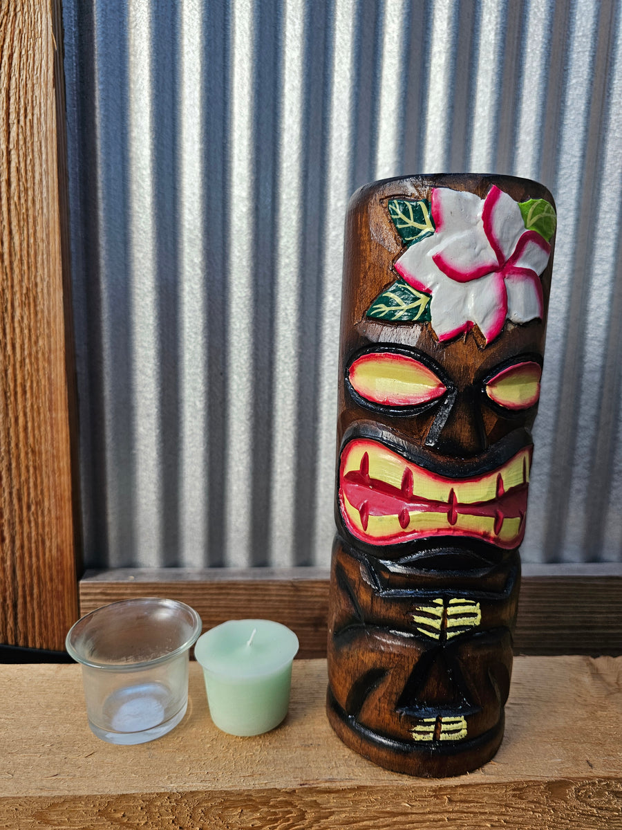 Tiki Candle holder (glass votive holder and candle included) - Candles ...